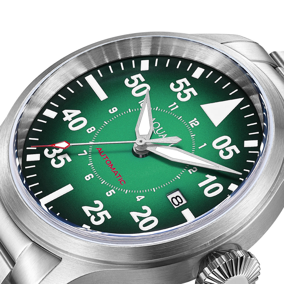 Elevate Your Wrist: Discover Gradient Green Dial Automatic Pilot Watch ...