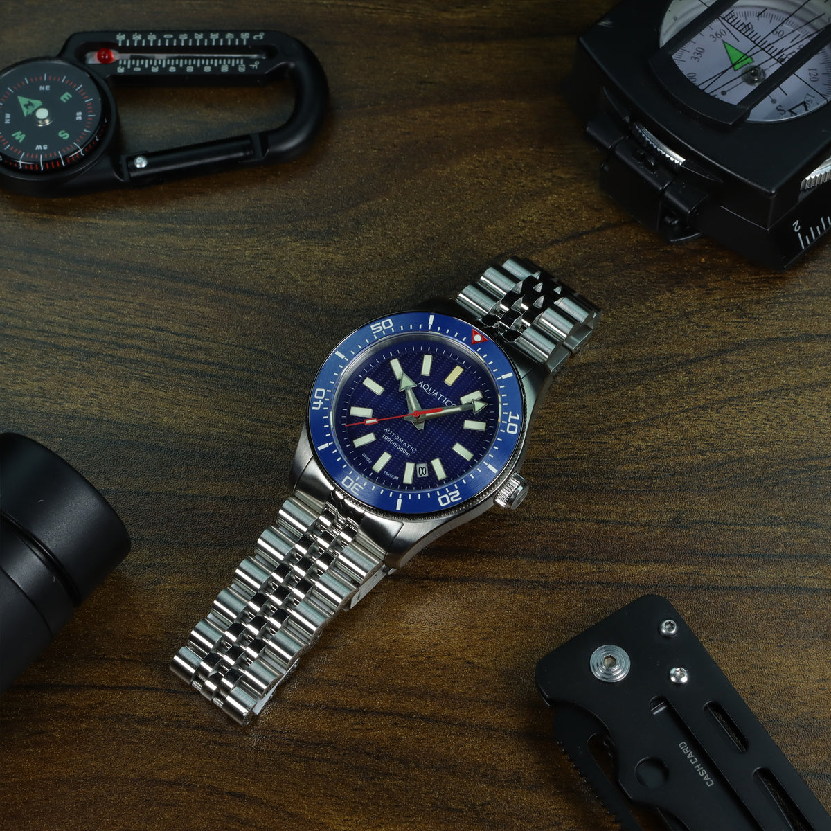 Best 42mm Blue Dial Tritium Watch for Sale | Rugged Dive Watch – AQUATICO