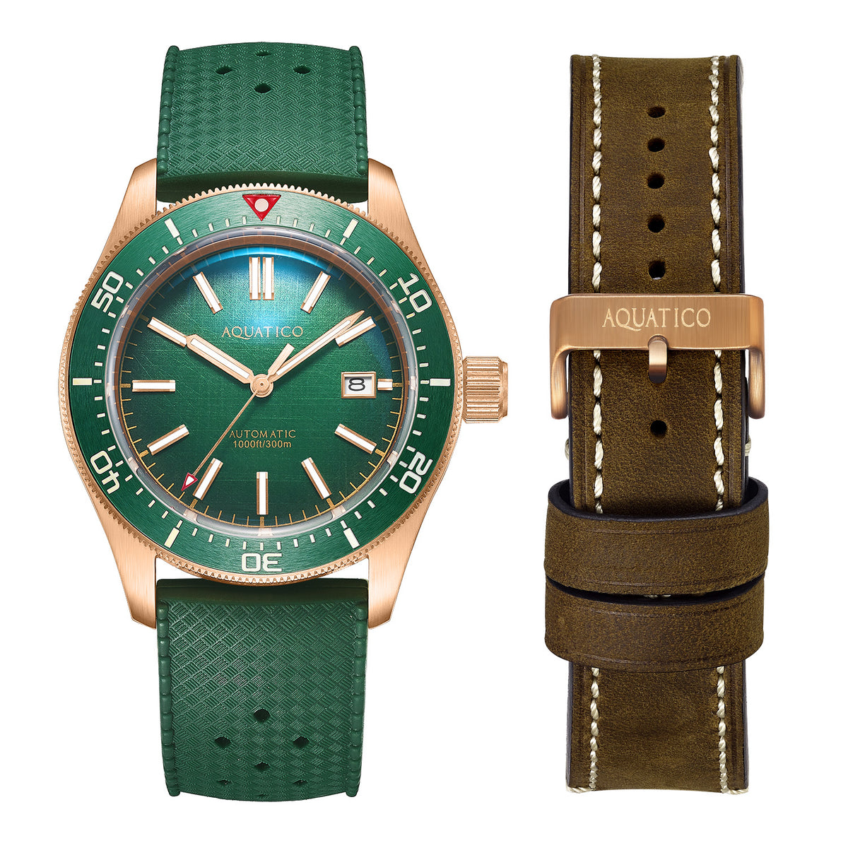 Stunning Bronze Watch with Green Dial | Timeless Elegance & Durability ...