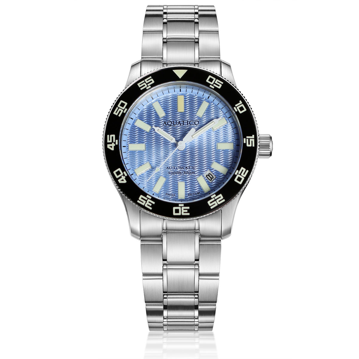 Light Blue Dial Automatic Tritium Watch for Sale | Precision & Luminous ...