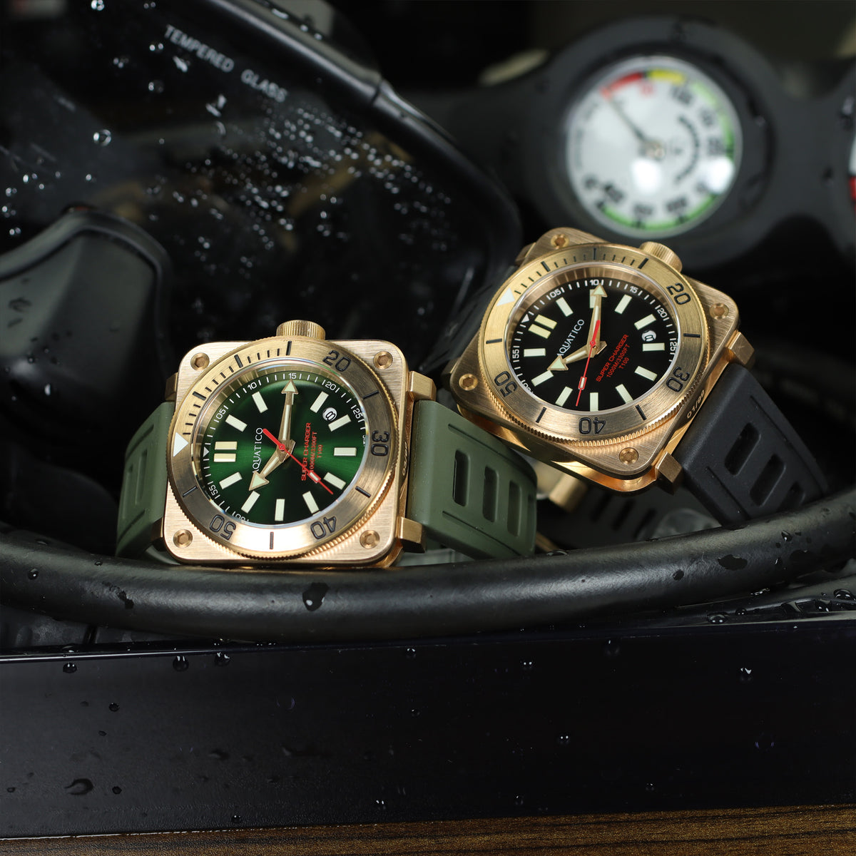 Best Bronze Tritium green Dial Watch – Automatic Dive Tool – AQUATICO