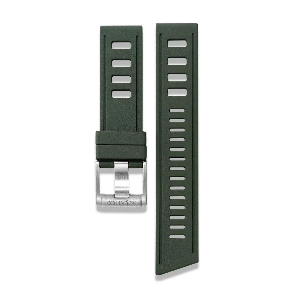 22MM GREEN FKM RUBBER STRAP WITH STAINLESS STEEL BUCKLE - AQUATICO