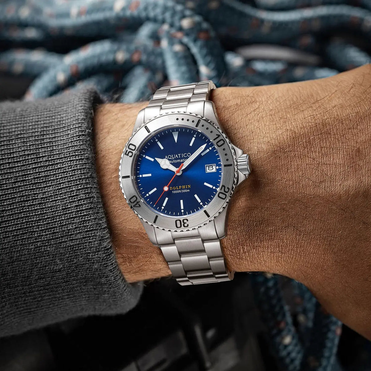 Aquatico Dolphin 38mm Automatic Dive Watch Blue Dial (NH35) - AQUATICO