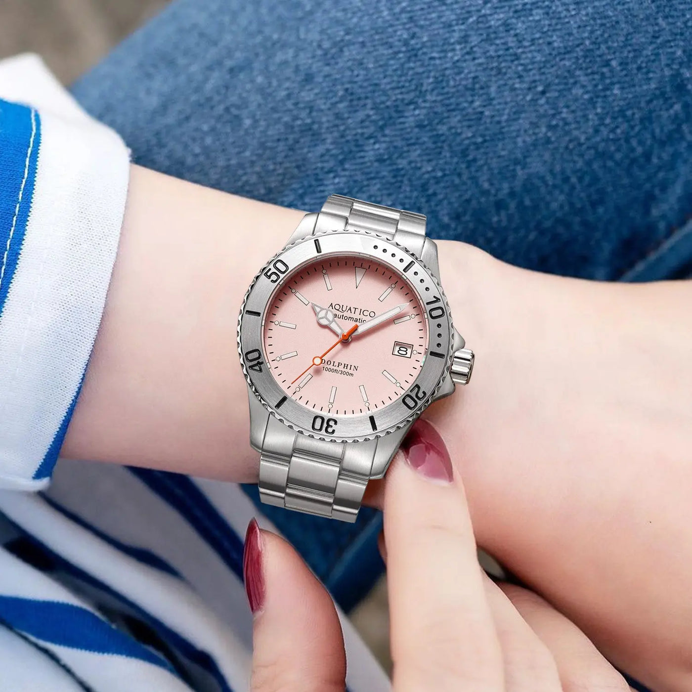 Aquatico Dolphin 38mm pink dial watches – AQUATICO